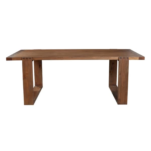 Paige 84 Inch Dining Table, Solid Wood, Sled Design Base, Natural Brown ...