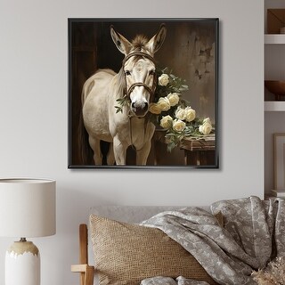 Designart "Farmhouse Donkey In Field II" Donkey Grey Wall Decor ...