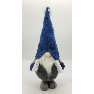 Royal Blue Fuzzy Hat Standing Gnome - 8" W x 5" D x 22" H - Bed Bath ...