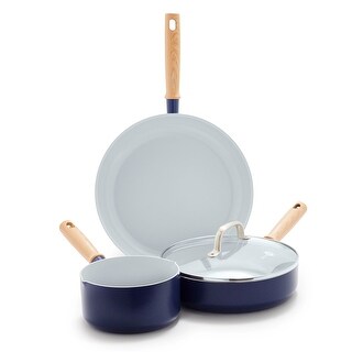 Mid Century Modern Ceramic Cookware Set Navy Blue - Bed Bath & Beyond ...