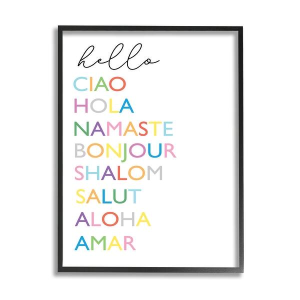 Stupell Hello Ciao Hola Namaste Greetings Rainbow Typography Framed ...