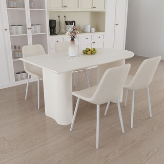 5-Piece Modern Beige MDF Dining Set - Bed Bath & Beyond - 41205886