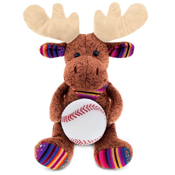 DolliBu Sitting Brown Moose Stuffed Animal with Baseball Plush - 11 ...