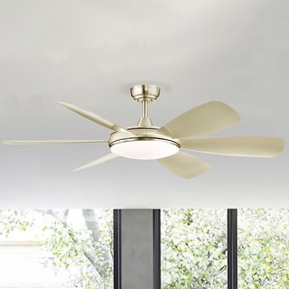 Champagne Silver 52 in. 6-Speed Integrated LED Indoor 6-Blade Ceiling ...