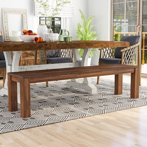 Anaisha Rustic Solid Mango Wood Dining Bench by Furniture of America ...