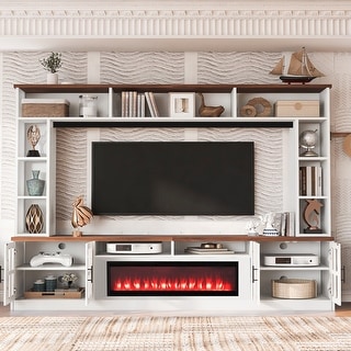 Wall Unit Entertainment Center with Electric Fireplace Cabinets and ...