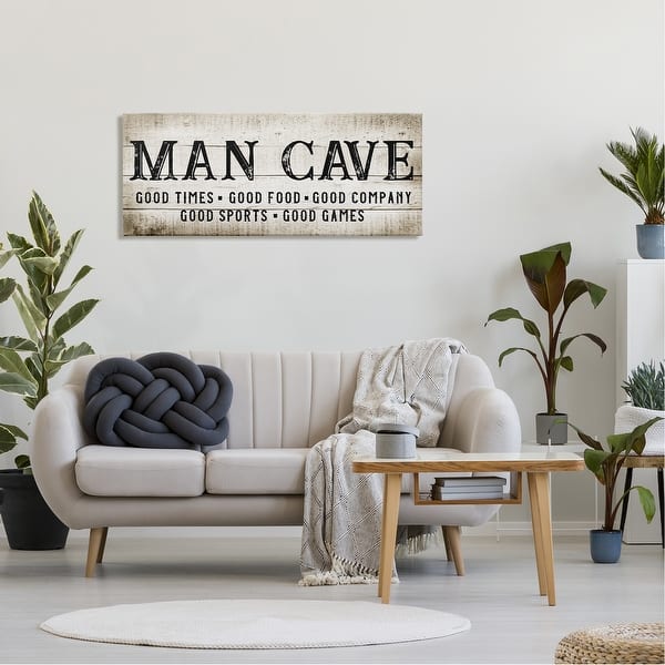 Stupell Man Cave Rustic Grain Pattern Typography Sign Canvas Wall Art ...
