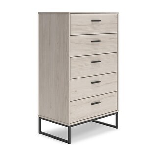 Zed 51 Inch 5 Drawer Chest, Natural Beige Wood Frame, Black Metal Base ...