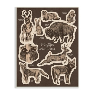 Stupell Wildlife Of America Mixed Animals Chart Brown Background Wood ...