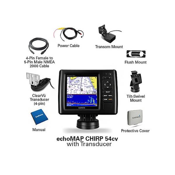 Garmin echoMAP CHIRP 54cv 5 Inch Fishfinder with ClearVu transducer ...