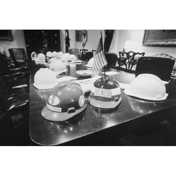 Hard Hats In The Nixon White House Cabinet Room After The Hard Hat Riot ...