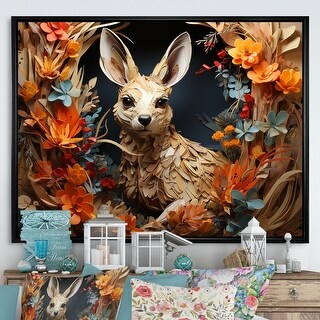 Designart "Baroque Kangaroo Collage" Animals Kangaroo Framed Wall Art ...