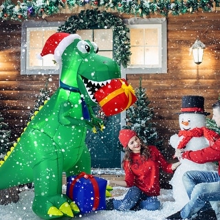 6 FT Christmas Inflatable Dinosaur Blow Up Christmas Decoration - Bed ...