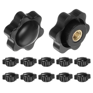 Star Knobs Female Thread 6 Point Plastic Head Brass Insert Non-Through ...