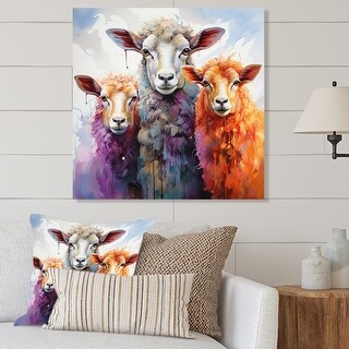 Designart "Colorful Sheep Chromatic Fleece II" Animals Metal Wall Art ...