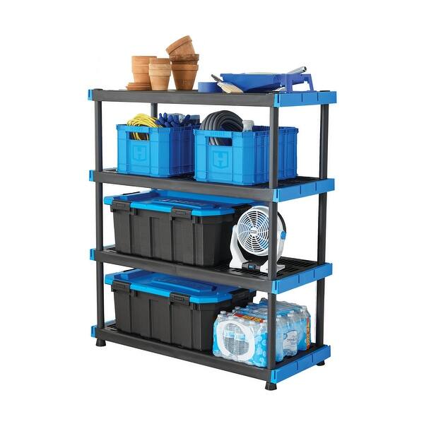 4-Tier 20"x48" Interlocking Plastic Shelf Unit: 800 lbs. Capacity - Bed ...