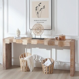 Rustic Modern Console Table - Step-Block Design, Spacious Surface, Versatile for Entryway - Bed ...