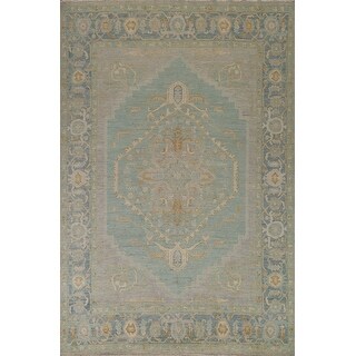 Light Blue Oushak Turkish Vegetable Dye Area Rug Wool Hand-knotted - 7 ...