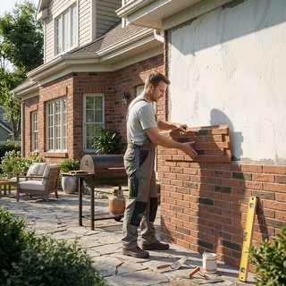 Premium PU Stone Veneer 18-Pack, 47.2" Fireproof 3D Faux Brick Panels ...