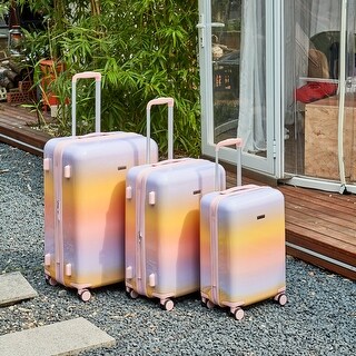 4 Pcs Set Hardshell Luggage Suitcase w/ 360° Spinner Wheel, Pink - Bed ...