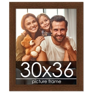 30x36 Traditional Walnut Wood Picture Frame - UV Acrylic, Foam Board ...