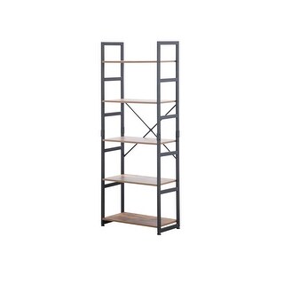 5 Tier Ladder Shelf Bookcase Metal Frame Bookshelf with Wood Board ...