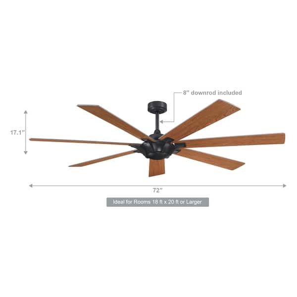 72" Wooden 7-Blade Large Outdoor Industrial DC Ceiling Fan with Remote ...