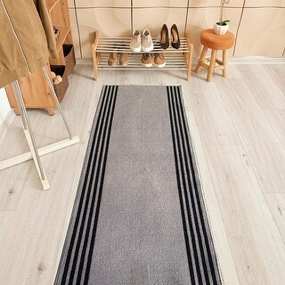 Custom Size Stripes Border Non-Slip 26 Inches Wide Hallway Runner Rug ...