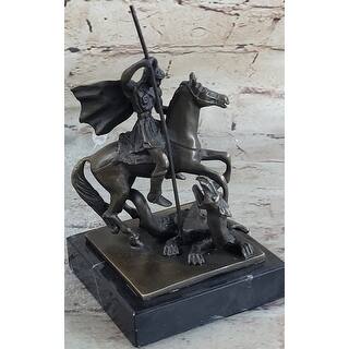 St. George Dragon Slayer Bronze Statue Military Saint Catholic Patron ...
