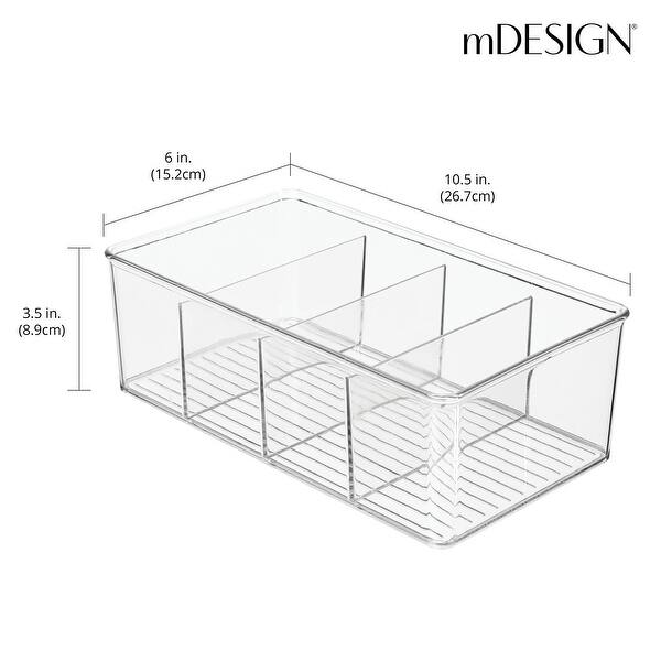mDesign Plastic Divided Office Organizer Bin with 4 Sections - 6 X 10.5 ...