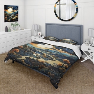 Designart "Surrealism Dreamscapes River II" Yellow Modern - Bedding ...