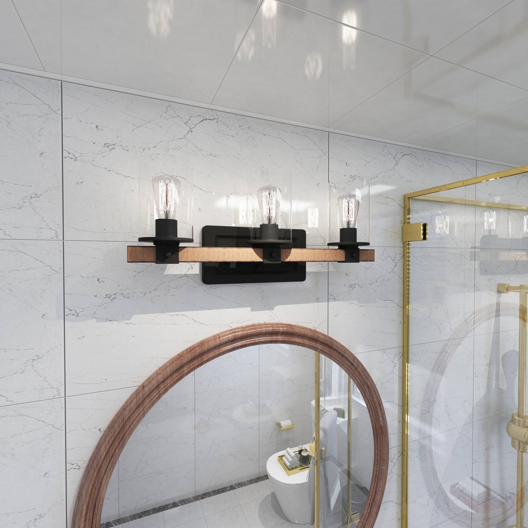 3-Light Black Rustic Vanity Light - Bed Bath & Beyond - 35178133