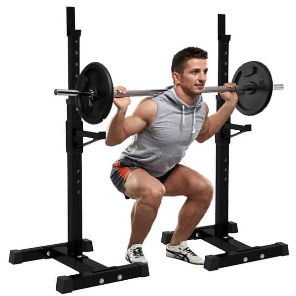 A pair of adjustable deep squat racks deep squat rack barbell free ...