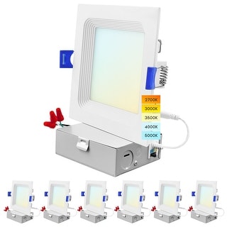 Luxrite 4 Inch Square LED Recessed Lighting, 12W, 5CCT Color Selectable ...