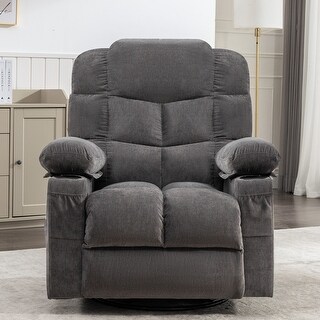 Rocker Recliner Chair with 2 Cup Holders, USB,Manual Massage&Heat,Grey ...