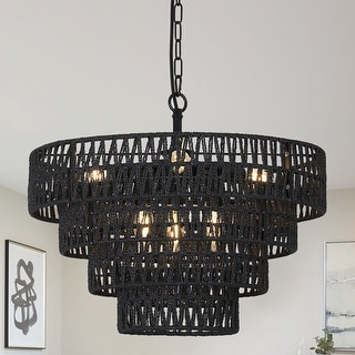 6-Light Boho Rattan Chandelier - Bed Bath & Beyond - 40912651