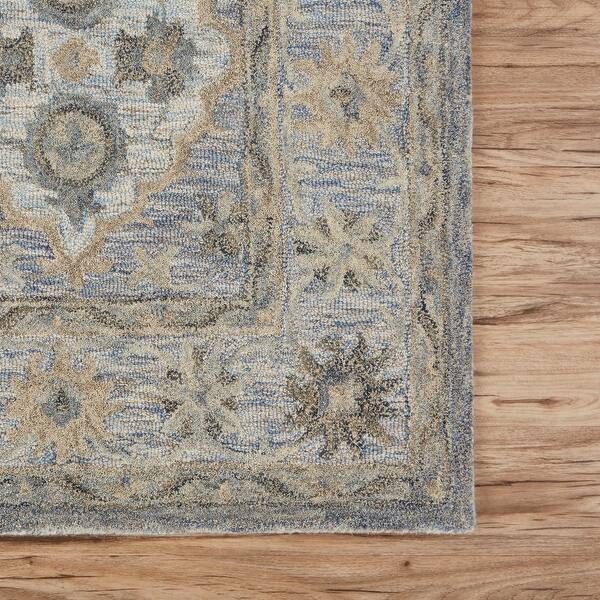9' x 12' Blue and Tan Traditional Area Rug - 3'6" - Bed Bath & Beyond ...