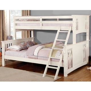 Mission Style Extra Large Twin over Queen Size Bed with Ladder, White ...
