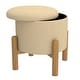 Mid-Century Modern Fabric and Wood Round Storage Ottoman - Bed Bath ...