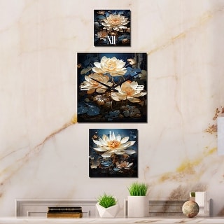 Designart "Opulent Reflections Lotus" Lotus Oversized Modern Clock ...