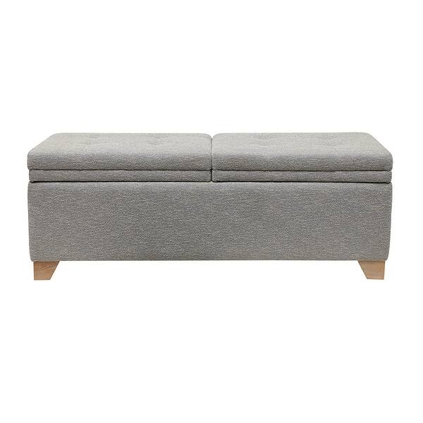 Stylish Storage Bench Upholstered Vanity Stool with Split Button-Tufted ...