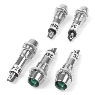 5Pcs Green Bulb Power Signal Indicator Pilot Light Lamp DC 24V 8mm -8 ...