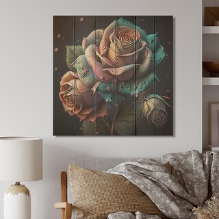 Designart 'Multicolor Hyperrealistic Roses' Floral Rose Wood Wall Art ...