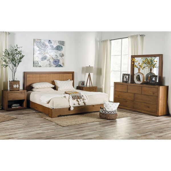 Barnes Transitional Light Walnut Wood 5 Piece Platform Bedroom Set by Furniture of America Bed Bath Beyond 38373646