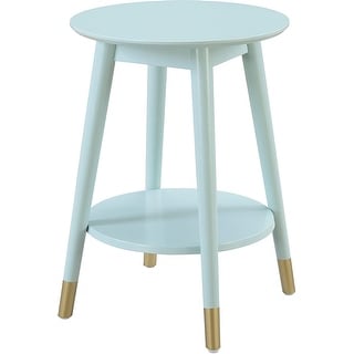 Wilson Mid Century Round End Table with Bottom Shelf, Sea Foam - Bed ...