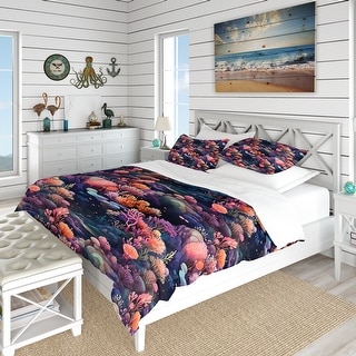 Designart "Pink Underwater Coral Dreamscape" Pink Abstract bedding ...