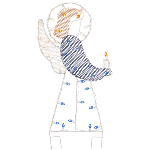 47" Angel Nativity Silhouette Lighted Wire Frame Christmas Yard Art ...