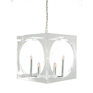 Chrome Iron Hardware Pendant Lighting with Clear Acrylic Frame - Bed ...