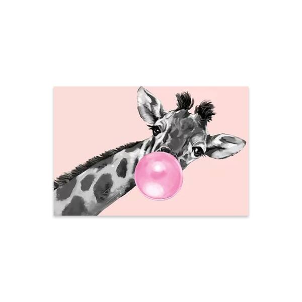 Sneaky Giraffe Blowing Bubble Gum In Pink Print On Acrylic Glass by Big ...