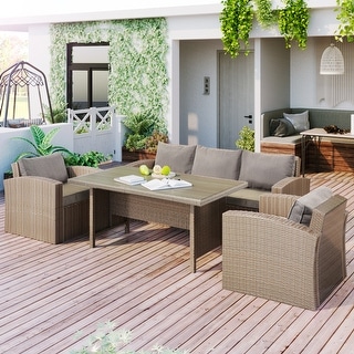 4-Piece Outdoor Patio Furniture Set Conversation Set All Weather PE ...